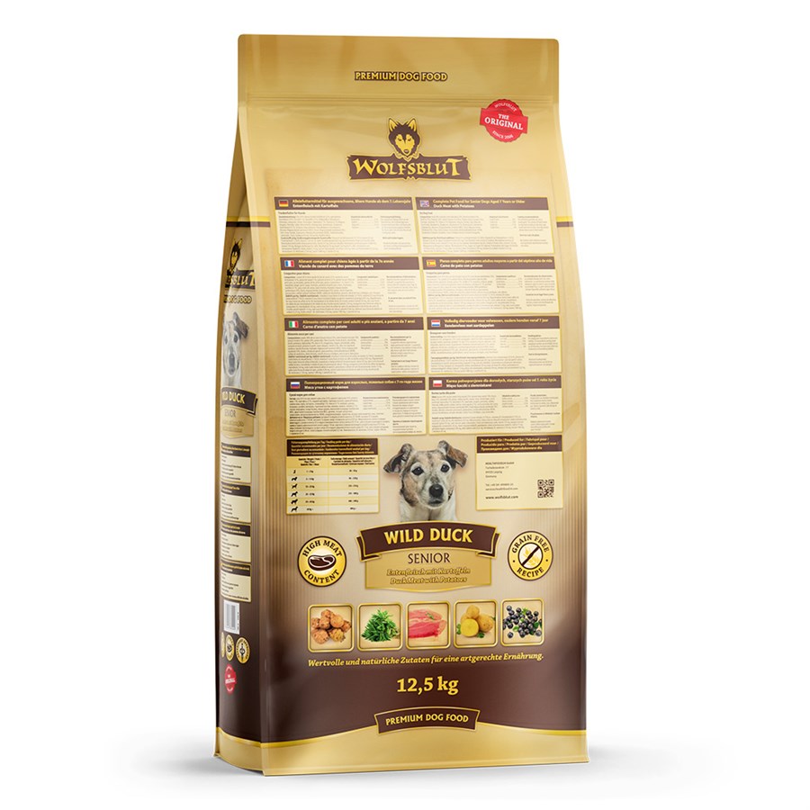 Wolfsblut Wild Duck Senior hundefoder - kornfrit foder baseret på and ...